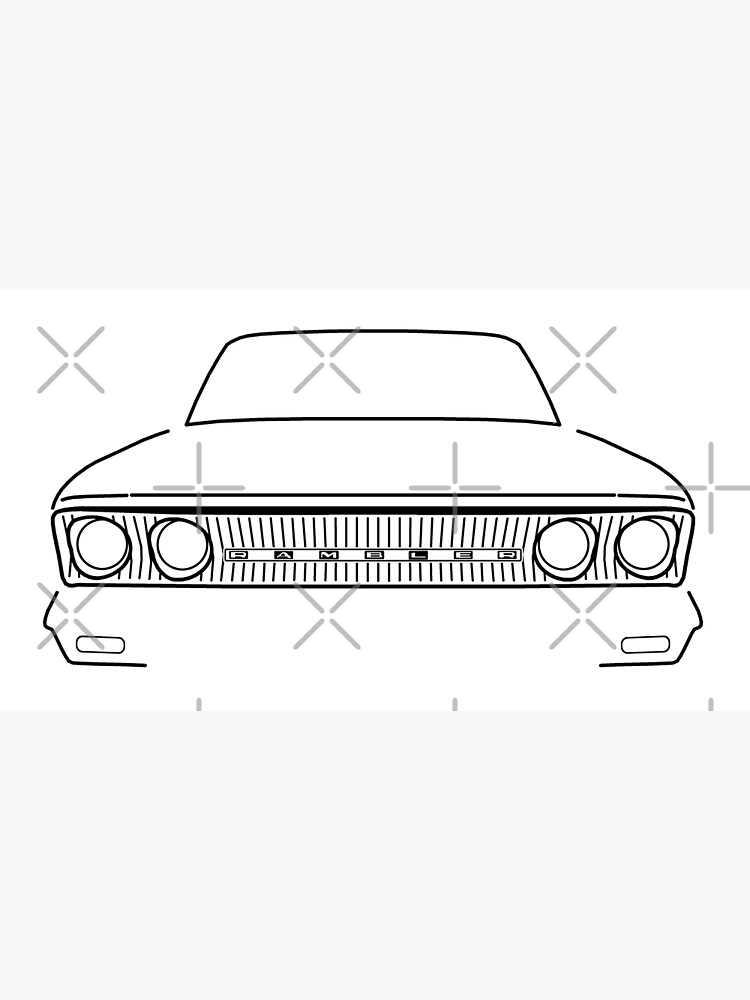 "1963 AMC Rambler classic car black outline graphic " Poster for Sale ...