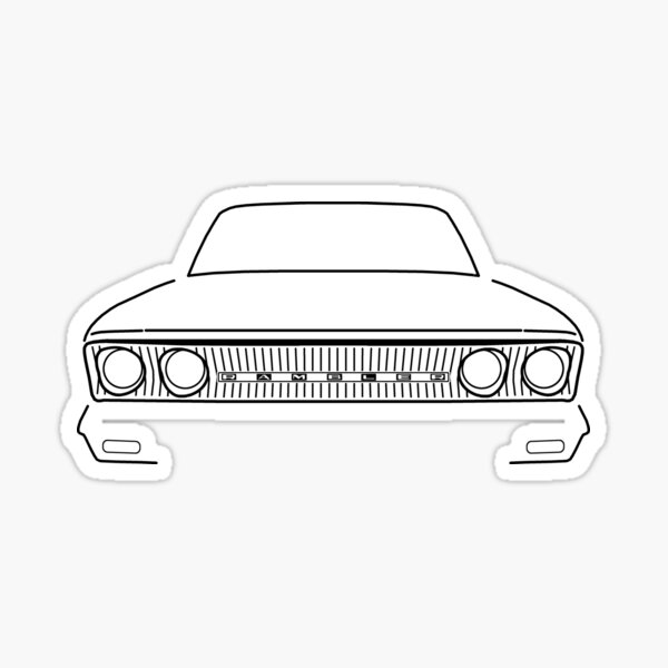 "1963 AMC Rambler classic car black outline graphic " Sticker for Sale ...