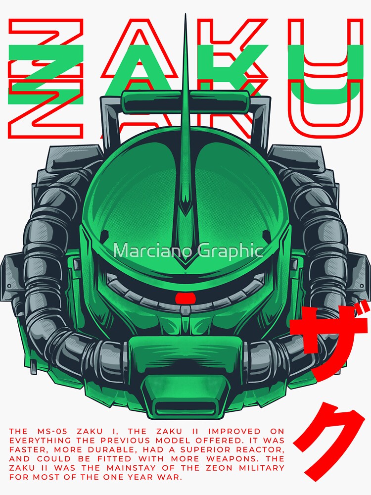 "Gundam Zaku" Sticker for Sale by auroradesignco | Redbubble