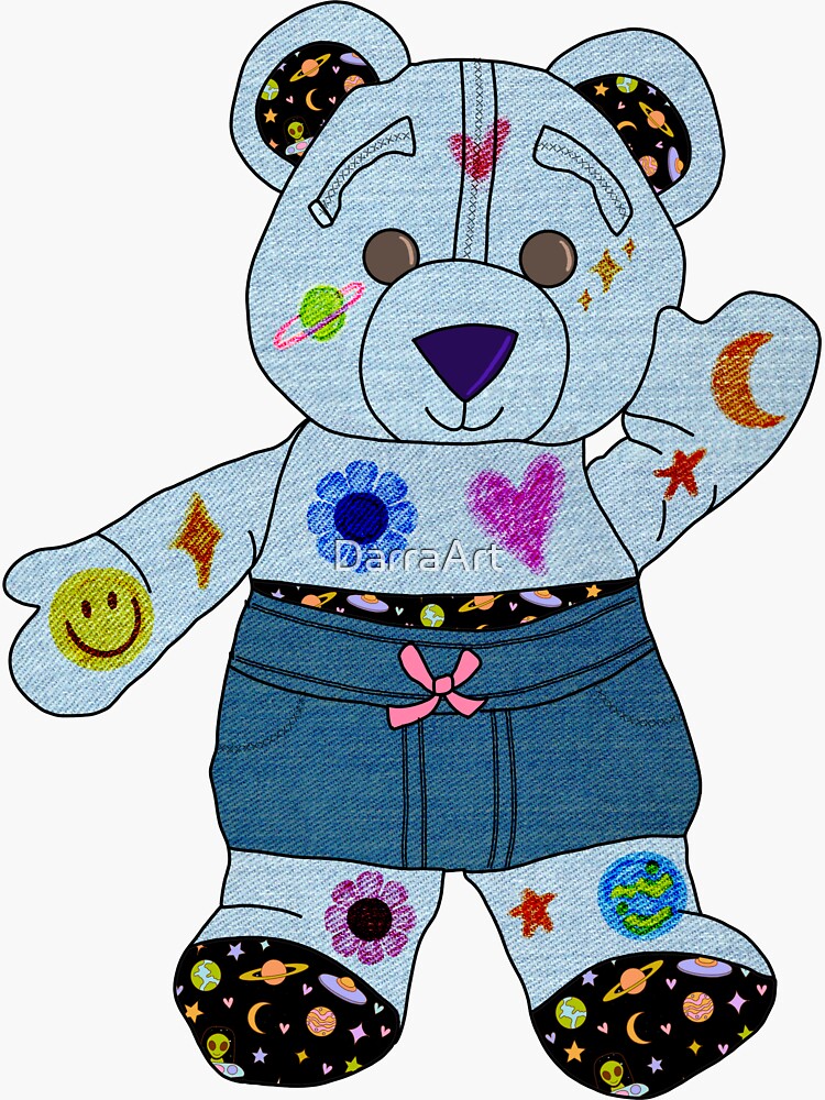 "90s Doodle Bears - Blue | 90s nostalgia " Sticker for Sale by DarraArt ...