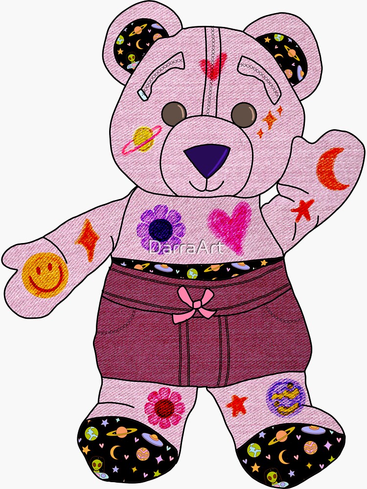 "90s Doodle Bears - Pink | 90s nostalgia " Sticker for Sale by DarraArt ...
