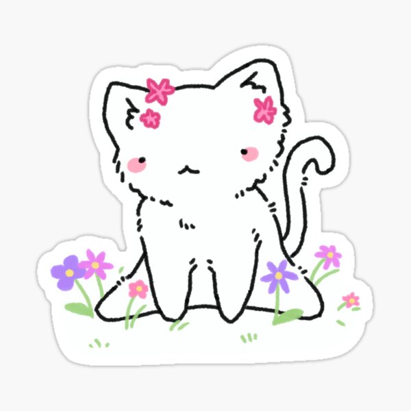 "flower cat" Sticker for Sale by kunxdux | Redbubble