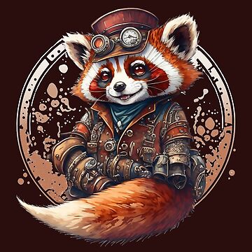 "Red Panda Steam Punk" Sticker by MiFlo-Art | Redbubble