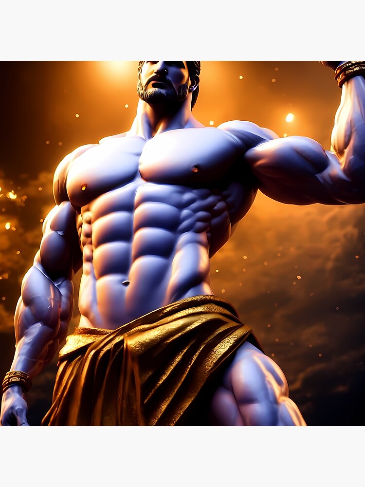 "God Zeus Pale Skin Fire Storm Background, Gold Clothes , A.I. Artwork ...