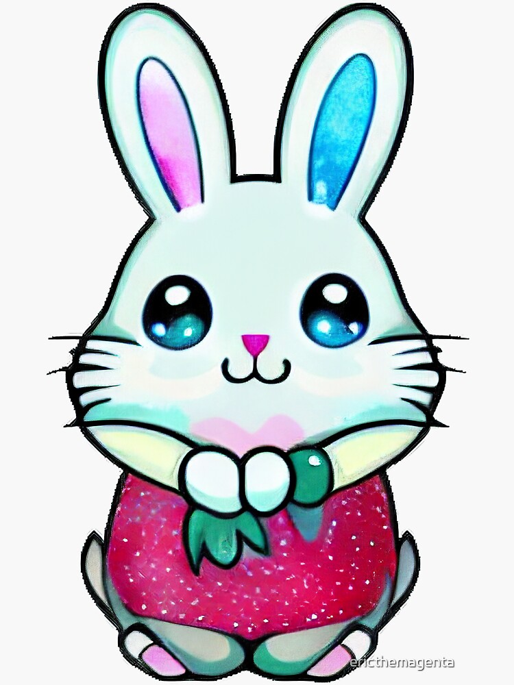 "Cute Kawaii Bunny for Easter" Sticker for Sale by ericthemagenta ...