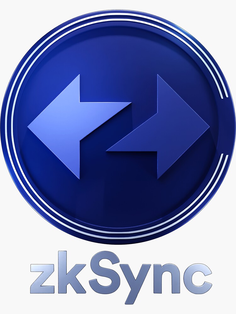 "zkSync logo and coin with font. " Sticker for Sale by ColorCube1 ...