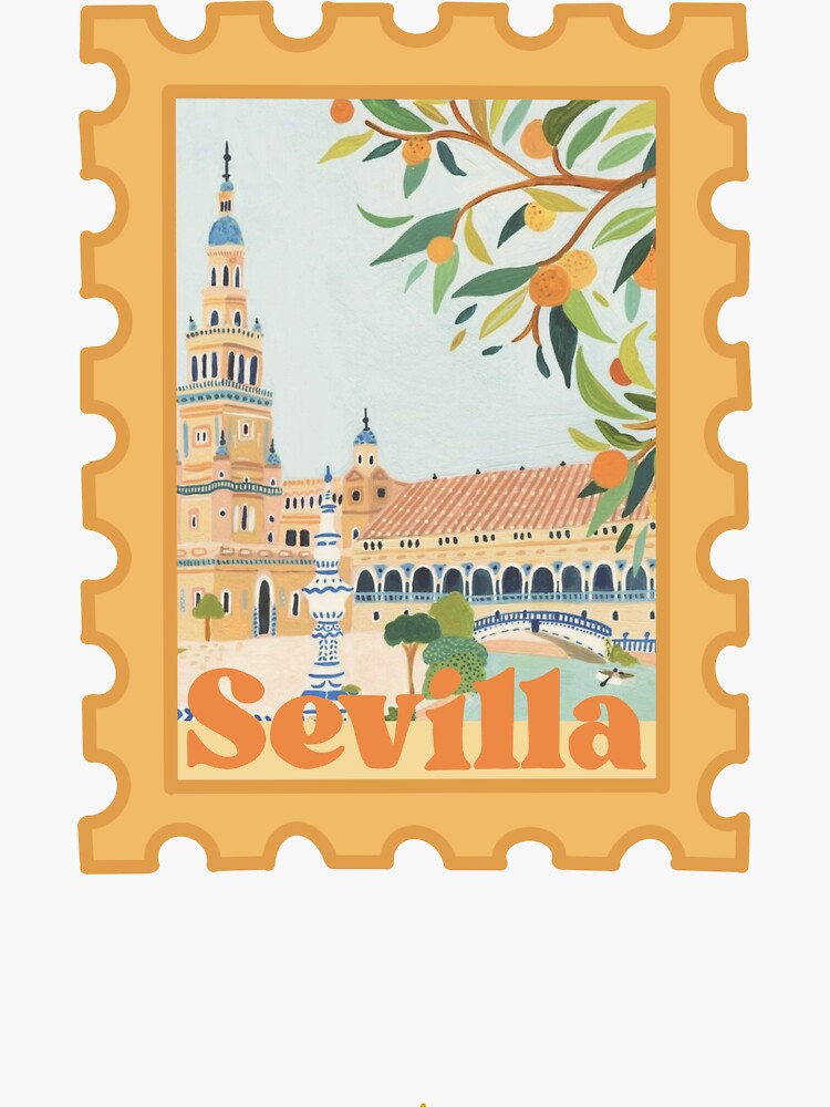 "Seville Postage Stamp" Sticker for Sale by emily-work815 | Redbubble