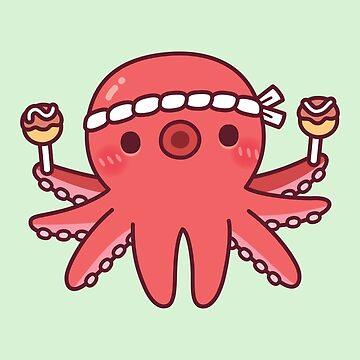 "Cute Octopus With Japanese Takoyaki Balls" Sticker for Sale by ...