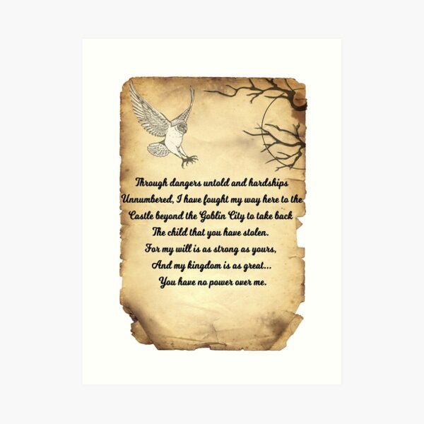 "Labyrinth Poem" Art Print for Sale by Specialstace83 | Redbubble