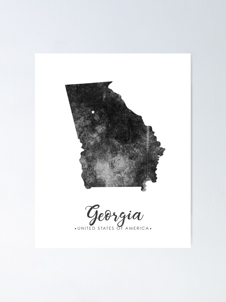 "Georgia State Map Art - Grunge Silhouette" Poster by Shrijit | Redbubble