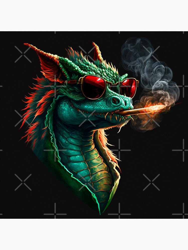 "Dragon wearing sunglasses and smoking a cigarette, dragon head ...