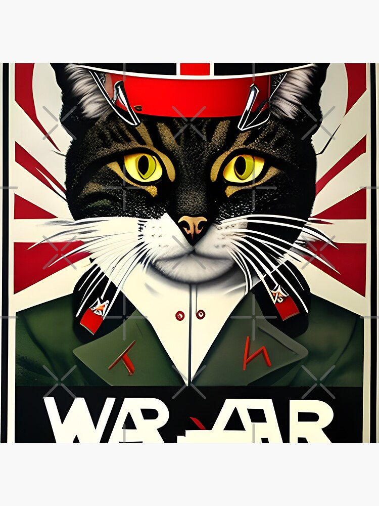 "Retro War Propaganda Cats General - Vintage War" Sticker for Sale by ...