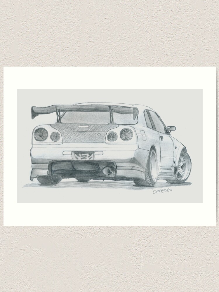 "Godzilla! Nissan Skyline R34 GT-R" Art Print for Sale by CivicSIiVtech ...