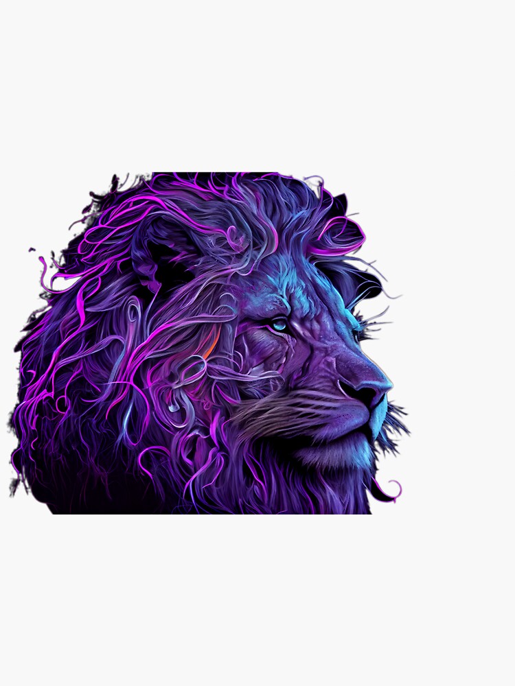 "Ultra Violet Lion 2" Sticker for Sale by Accrassi-Prints | Redbubble