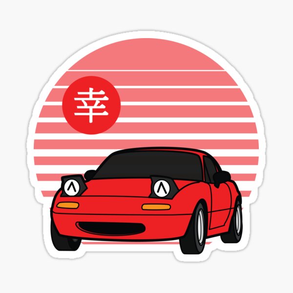 "Kawaii JDM Miata MX5 NA Red" Sticker for Sale by SakuraBsmDesign ...
