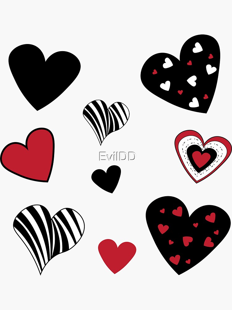 "Hearts sticker pack" Sticker for Sale by EvilDD | Redbubble