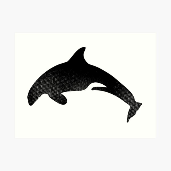 "Worn stencil of jumping killer whale (Orca)" Art Print by knappidesign ...