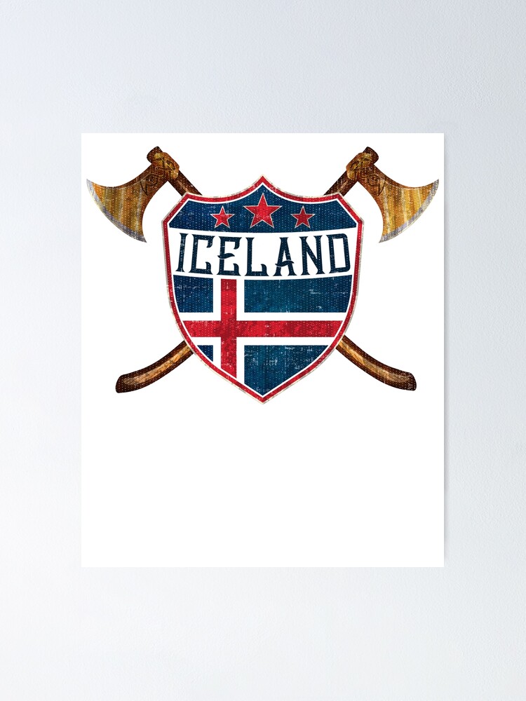 "Iceland Shield with flag and Viking Axes for World Cup" Poster for ...