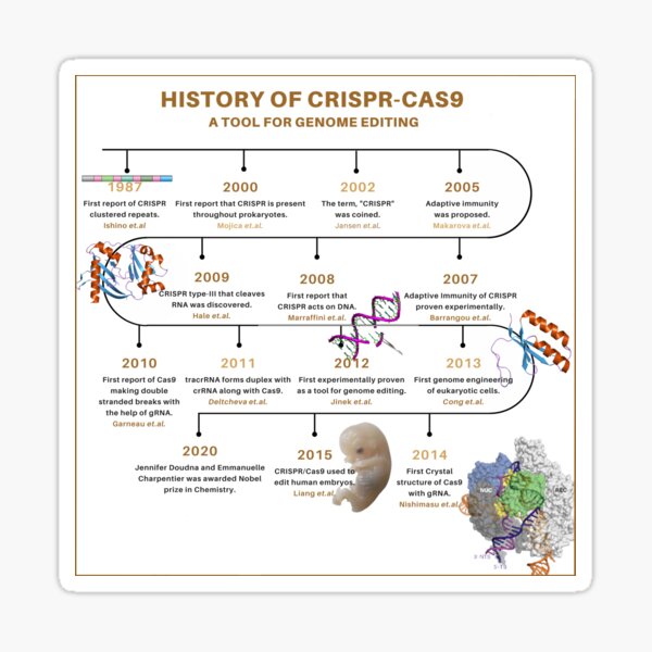 "HISTORY OF CRISPR-CAS9: A tool for genome editing" Sticker for Sale by ...
