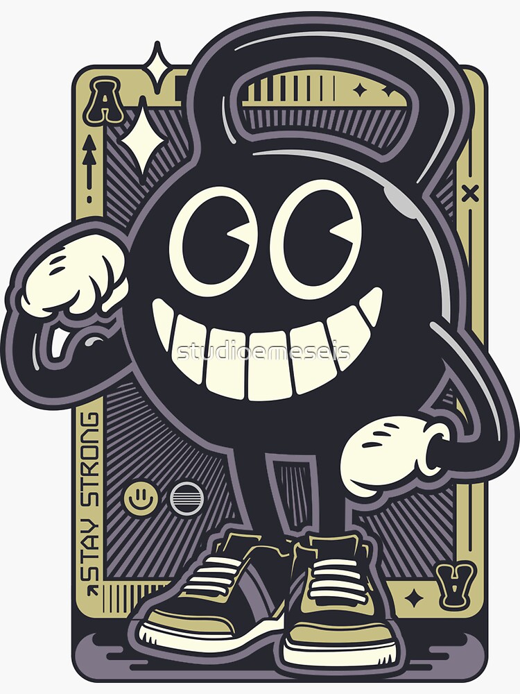 "Stay Strong - Fitness Motivational Cartoon" Sticker for Sale by ...