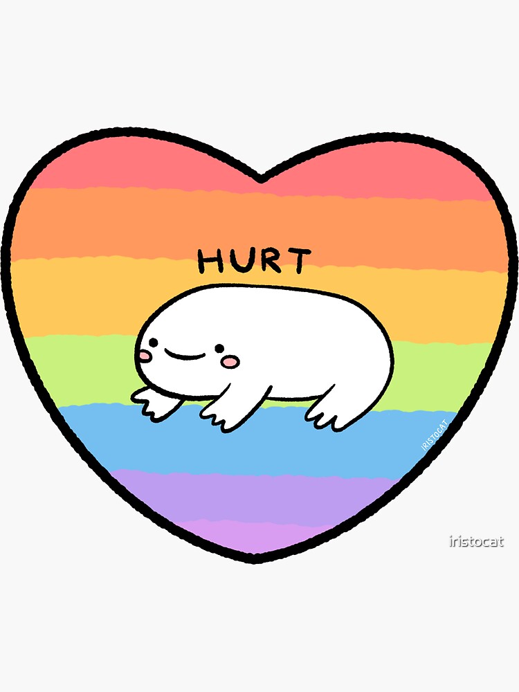 "HURT | White Frog with Bright Rainbow Heart " Sticker for Sale by ...