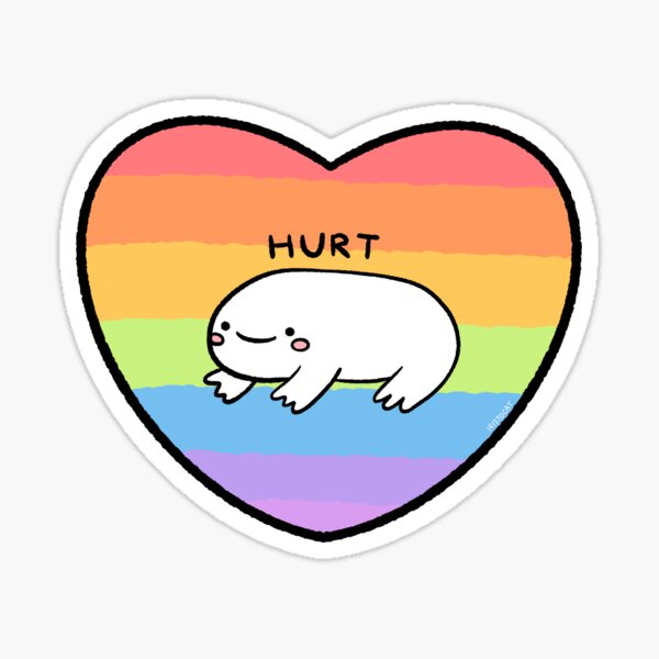 "HURT | White Frog with Bright Rainbow Heart " Sticker for Sale by ...