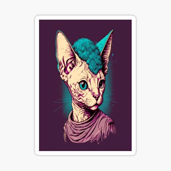 "The Fluffy Hair Devon Rex Cat - Famous Posters From The 80s" Sticker ...