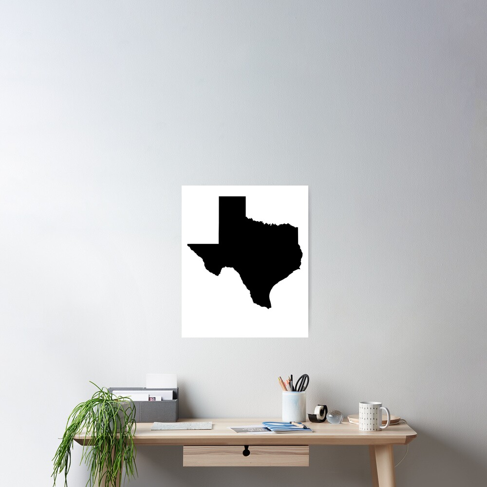 "State Of Texas Silhouette In Bold Black " Poster for Sale by ByTekk ...