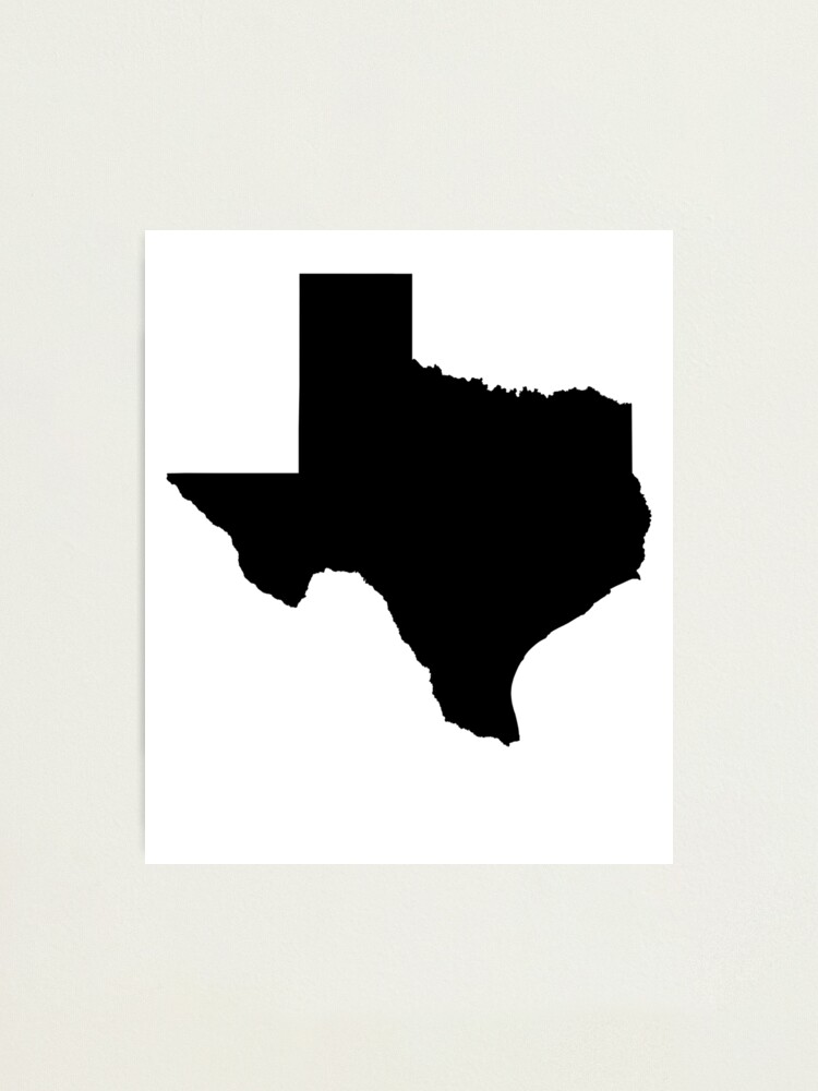"State Of Texas Silhouette In Bold Black " Photographic Print for Sale ...