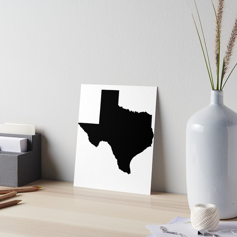 "State Of Texas Silhouette In Bold Black " Art Board Print for Sale by ...