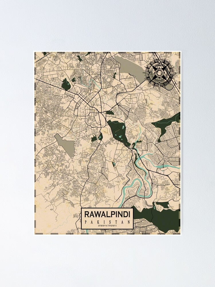 "Rawalpindi City Map of Punjab, Pakistan - Vintage" Poster for Sale by ...