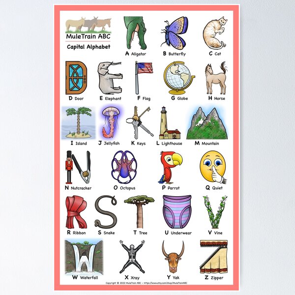 "Alphabet Poster Capital| MuleTrain ABC" Poster for Sale by ExmoMule ...