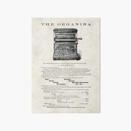 "Antique Organina Music Player Advertisement" Art Board Print by ...