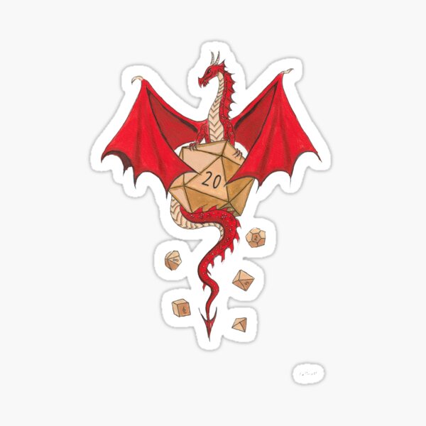 "Red Dragon d20" Sticker for Sale by ImpPrintsArt | Redbubble