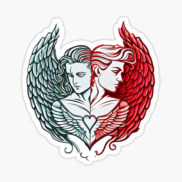 "Half Devil, Half Angel" Sticker for Sale by Watzek | Redbubble
