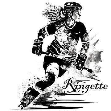 "Ringette player black and white illustration 1 with Ringette text ...