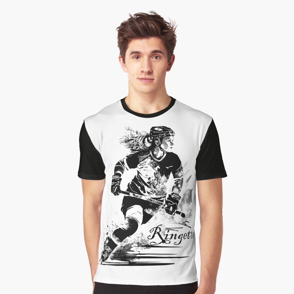 "Ringette player black and white illustration 1 with Ringette text ...