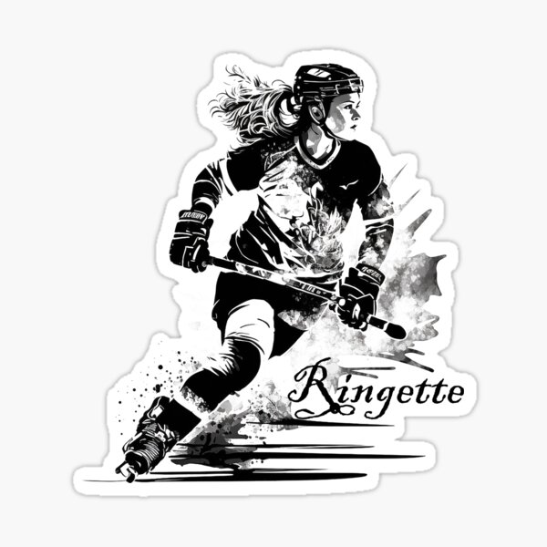 "Ringette player black and white illustration 1 with Ringette text ...