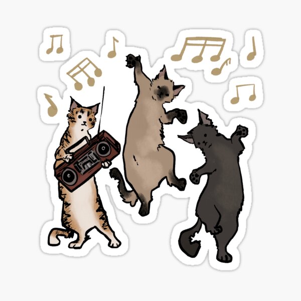 "Musical cats dancing" Sticker for Sale by ThistleBlossoms | Redbubble