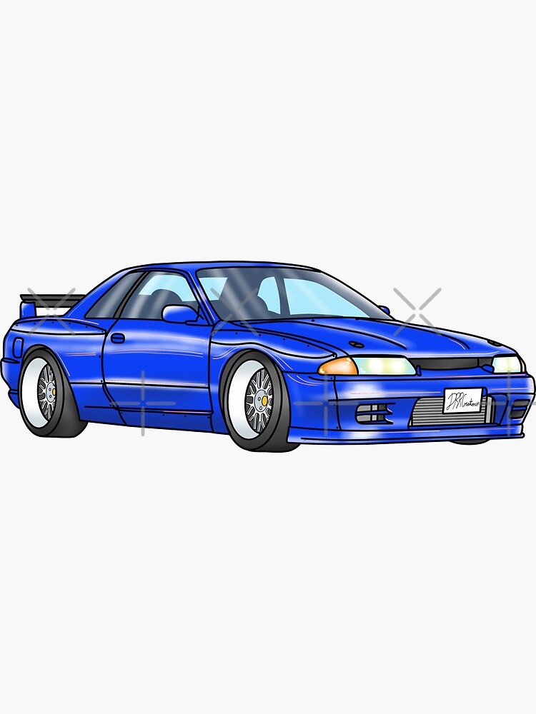 "JDM widebody R32! Blue with white wheels!" Sticker for Sale by ...