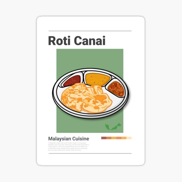 "Cartoon Roti Canai || Malaysian Food || Minimalist " Sticker for Sale ...