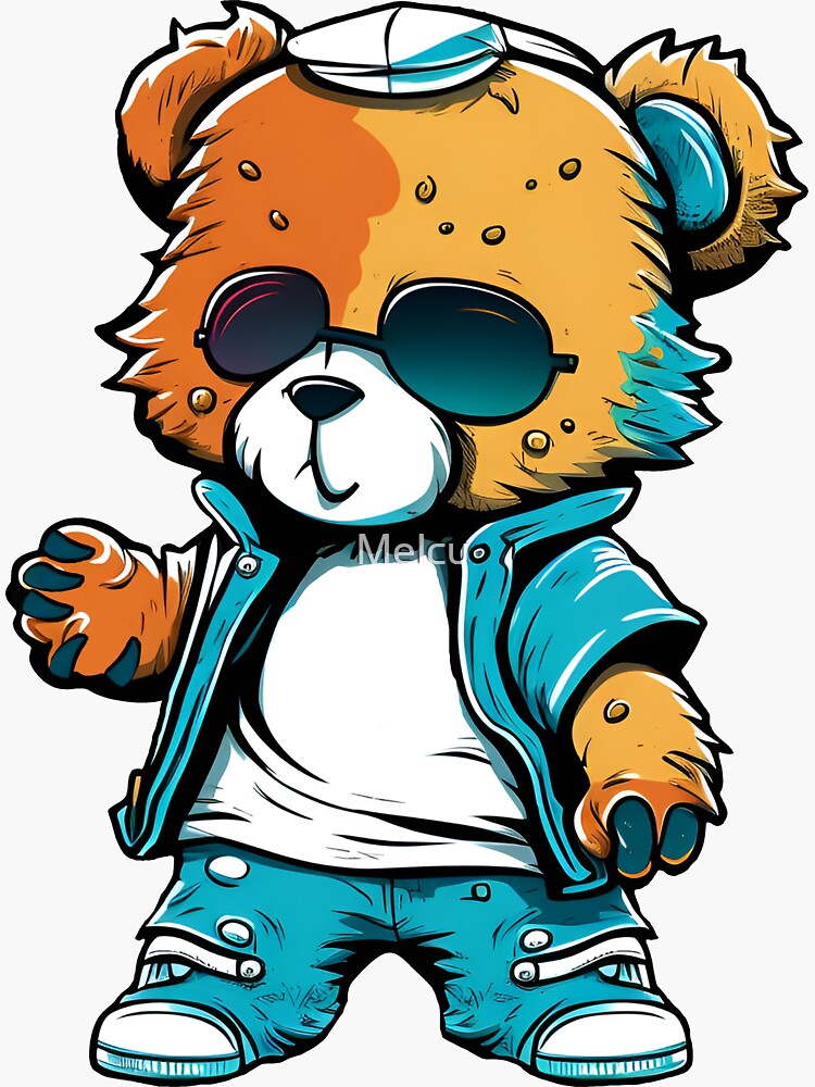 "Teddy Bear and the rapper style" Sticker for Sale by Melcu | Redbubble
