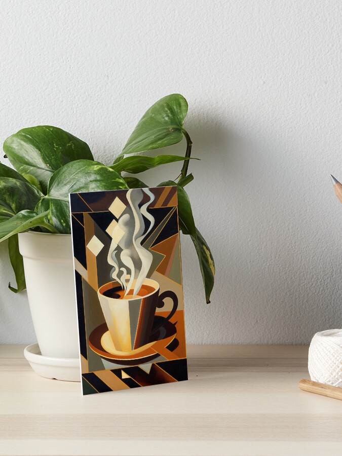 "Cubist painting of steaming cup of coffee 2" Art Board Print for Sale ...