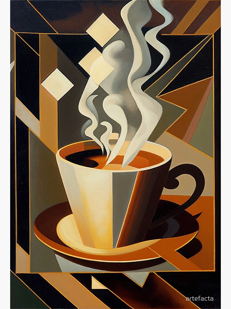 "Cubist painting of steaming cup of coffee 2" Poster for Sale by ...