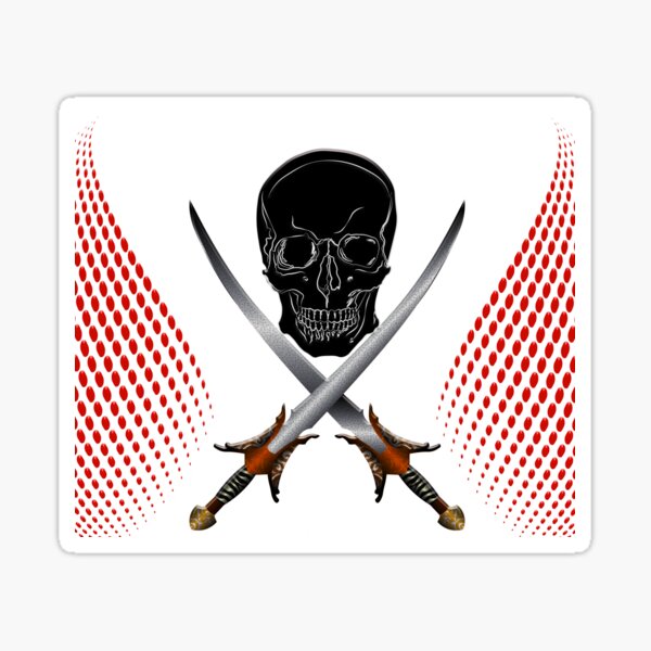 "A human skull between two swords" Sticker for Sale by Bigrow | Redbubble