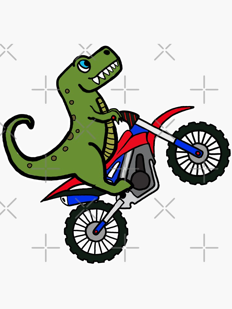 "Cute T Rex Riding A Dirt Bike" Sticker for Sale by GarnersDesigns ...