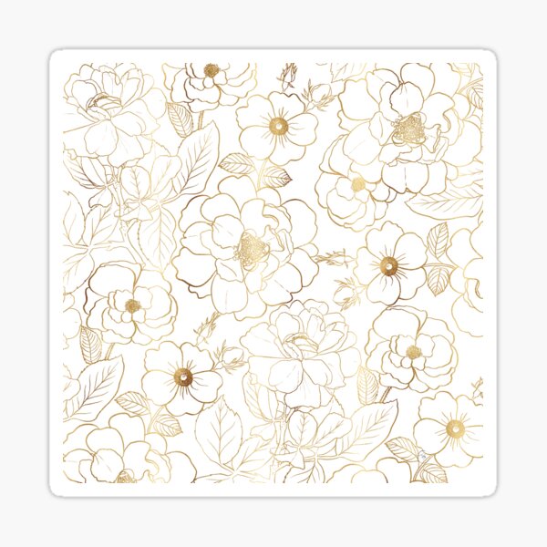 "Elegant Gold Roses Floral Line art" Sticker for Sale by NdesignTrend ...