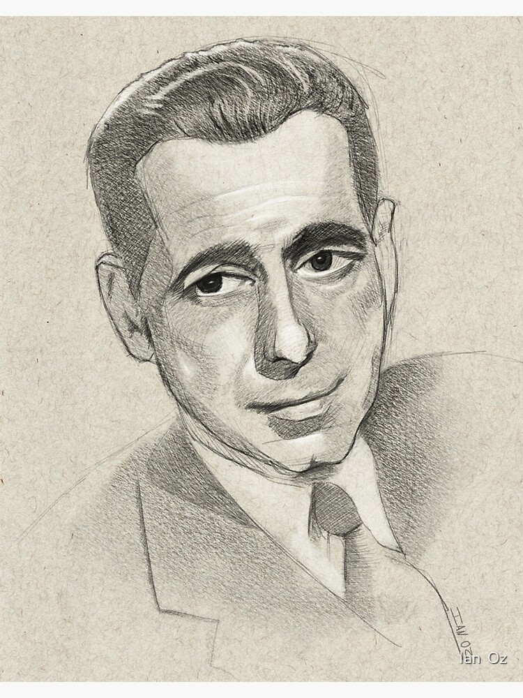 Humphrey Bogart Portrait Drawing Premium Matte Vertical Poster Designed ...