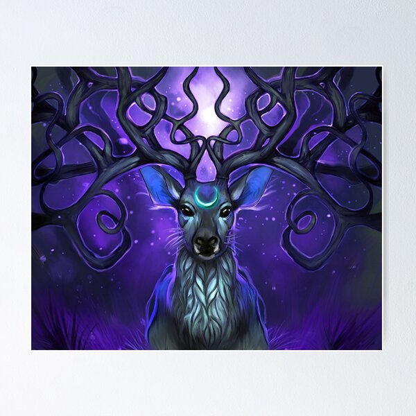 "Cosmic Stag Mythical Creature of the wild forest, Moon and Nature ...