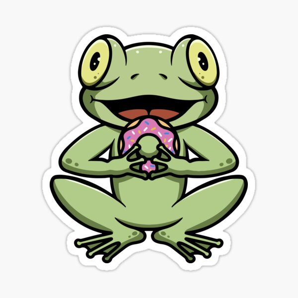 "Cute Frog Eating Donut" Sticker for Sale by cubbone | Redbubble